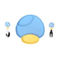 China Safety Durable Silicone Baby Tray Feeding Plate With Spoon And Fork for sale
