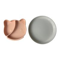 China BPA Free Silicone Baby Tray Cat Shape Tableware Feeding Plate Customized for sale
