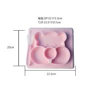 China Silicone Customized Bear Shape Baby Feeding Suction Bowl And Plate With Spoon for sale