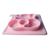 China Silicone Customized Bear Shape Baby Feeding Suction Bowl And Plate With Spoon for sale