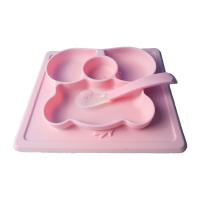 China Silicone Customized Bear Shape Baby Feeding Suction Bowl And Plate With Spoon for sale