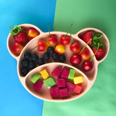China Baby Feeding Bpa Free Silicone Suction Plate Hot Selling Customized Bear Shape for sale