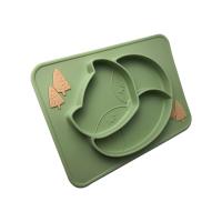 China Custom Green Silicone Baby Tray Fox Shape BPA Free Silicone Baby Plate for sale