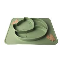China Custom Green Silicone Baby Tray Fox Shape BPA Free Silicone Baby Plate for sale