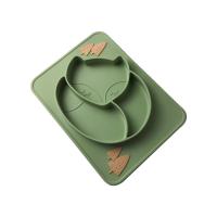 China Custom Green Silicone Baby Tray Fox Shape BPA Free Silicone Baby Plate for sale