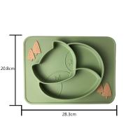 China Custom Green Silicone Baby Tray Fox Shape BPA Free Silicone Baby Plate for sale