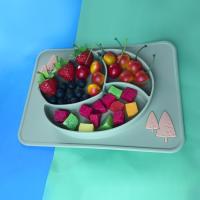 China Custom Green Silicone Baby Tray Fox Shape BPA Free Silicone Baby Plate for sale