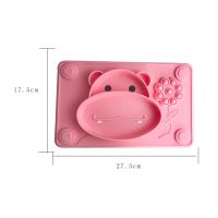 China Pink Silicone Baby Tray Food Grade Cow Shape BPA Free Feeding Suction Plate for sale