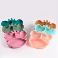 China Newborn Silicone Suction Plate Set Bear Shape Feeding Baby Set With Spoon for sale