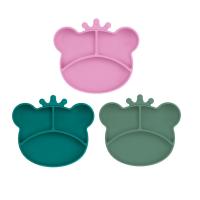 China Newborn Silicone Suction Plate Set Bear Shape Feeding Baby Set With Spoon for sale