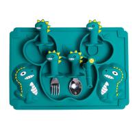 China Food Silicone Childrens Plates Eco Friendly Baby Tableware Set Spoon Plate Bowl for sale