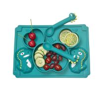 China Food Silicone Childrens Plates Eco Friendly Baby Tableware Set Spoon Plate Bowl for sale