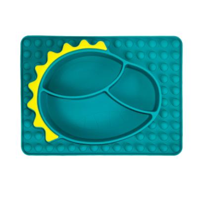 China Toddlers Silicone Dinosaur Suction Plate Bowl Baby Feeding Food Grade for sale