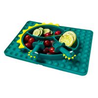 China Toddlers Silicone Dinosaur Suction Plate Bowl Baby Feeding Food Grade for sale
