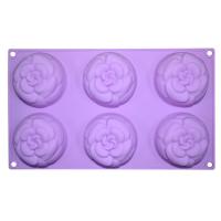 China Anti Tear Handmade Silicone Soap Mold 6 Cavities Flowers Shape For Cake Decoration for sale