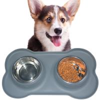 China Double Pack Silicone Pet Supplies Customized Logo Dog Pet Feeding Bowls for sale