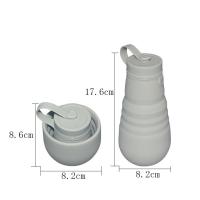 China Grey Silicone Collapsible Drinking Bottle Outdoor Sports Folding 500ml Water Bottle for sale