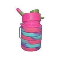 China Multi Colors Sports Silicone Drinking Bottle Foldable Customized 500ml for sale