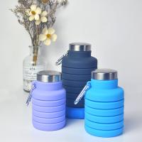 China Stocked Silicone Water Bottle 500ml Eco Friendly Collapsible Water Bottles for sale