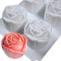 China Cake Decoration Rose Shaped Silicone Mould 3D Food Grade Soap Molds for sale