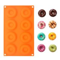 China 8 Cavity 3D Silicone Cake Moulds Doughnut Shape Custom Made Soap Molds for sale