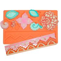 China DIY Silicone Baking Utensils Cake Tools Fondant Silicone Lace Mat Sustainable for sale