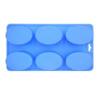 China Household Diy Oval Baking Mold , Oem Custom 6 Cavity Silicone Soap Mold for sale