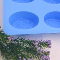 China Household Diy Oval Baking Mold , Oem Custom 6 Cavity Silicone Soap Mold for sale