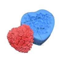 China Food Grade Silicone Baking Utensils Fondant Cake Heart Rose 3d Silicone Mold for sale
