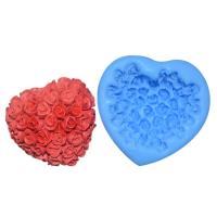 China Food Grade Silicone Baking Utensils Fondant Cake Heart Rose 3d Silicone Mold for sale