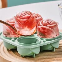 China 3D Rose Shaped Ice Cube Tray Silicone Mold Food Grade 9 Cavities for sale