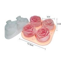 China 3D Rose Shaped Ice Cube Tray Silicone Mold Food Grade 9 Cavities for sale