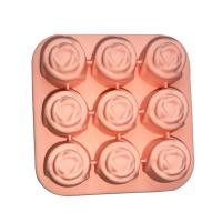 China Silicone Small Rose Shaped Ice Cubes Maker Sustainable 9 Cavity 1.2 Inch for sale
