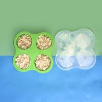 China 4 Cavities Silicone Kitchen Tool Baby Food Freezer Storage Trays With Lid for sale