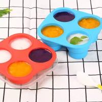 China 4 Cavities Silicone Kitchen Tool Baby Food Freezer Storage Trays With Lid for sale