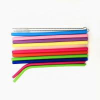 China Custom Foldable Reusable Silicone Drinking Straws Eco Friendly With Cleaning Brush for sale