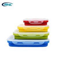China Reusable Silicone Collapsible Lunch Box Customized Food Storage Silicone Container for sale