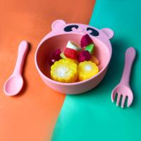 China Panda Shape Baby Silicone Products BPA Free Portable Silicone Bowl And Spoon for sale