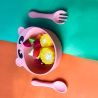 China Panda Shape Baby Silicone Products BPA Free Portable Silicone Bowl And Spoon for sale