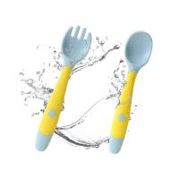 China Baby Silicone Feeding Spoon And Fork Plain Bendable BPA Free Eco friendly for sale