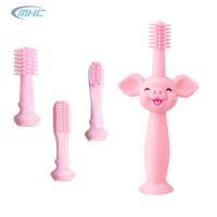 China Silicone Baby Teether ，Food Grade Silicone Baby Toothbrush Infant Training Custom Cartoon Pig for sale