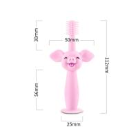 China Silicone Baby Teether ，Food Grade Silicone Baby Toothbrush Infant Training Custom Cartoon Pig for sale