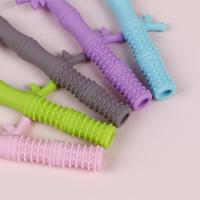 China Teething Stick Toy For Baby Teether Food Grade Bamboo Design Teething Tube Silicone Teether Straws for sale