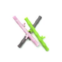 China Teething Stick Toy For Baby Teether Food Grade Bamboo Design Teething Tube Silicone Teether Straws for sale