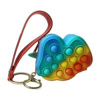 China OEM ODM Kids Silicone Fidget Toys , Rainbow Unicorn Popper Purse for sale