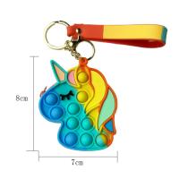 China OEM ODM Kids Silicone Fidget Toys , Rainbow Unicorn Popper Purse for sale