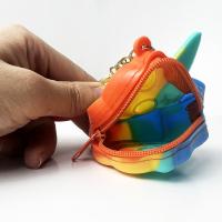 China OEM ODM Kids Silicone Fidget Toys , Rainbow Unicorn Popper Purse for sale