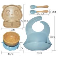 China BPA Free Silicone Baby Feeding Set Divided Suction Bamboo Silicon Baby Plate MHC for sale