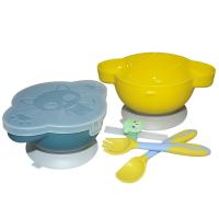 China Reusable Baby Silicone Bowl Small Suction Silicone Divided Plate Spoon With Lid Set for sale