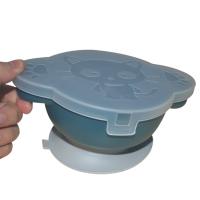 China Reusable Baby Silicone Bowl Small Suction Silicone Divided Plate Spoon With Lid Set for sale